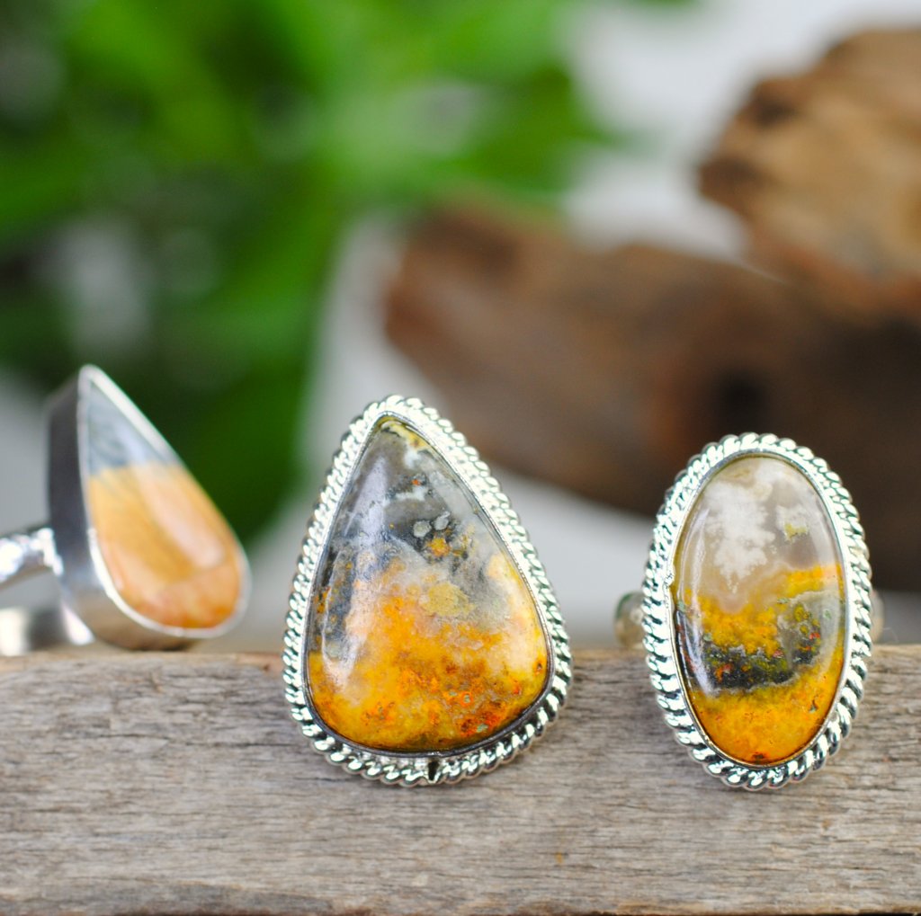 Jaspis, Bumble bee Ring med silverplätering - Bumblebee Jaspis - Jaspis ...